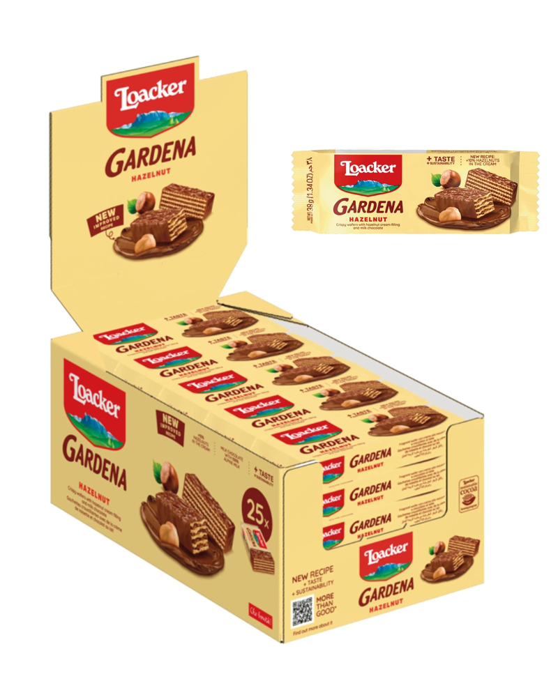 Loacker Gardena Hazelnut Chocolate Coated Wafers 25 x 38g – The ...